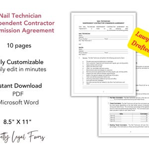 1099 Nail Tech Commission Contract Template Nail Salon Independent ...