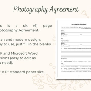 Photography Contract Template | Photography Agreement Legal Template ...