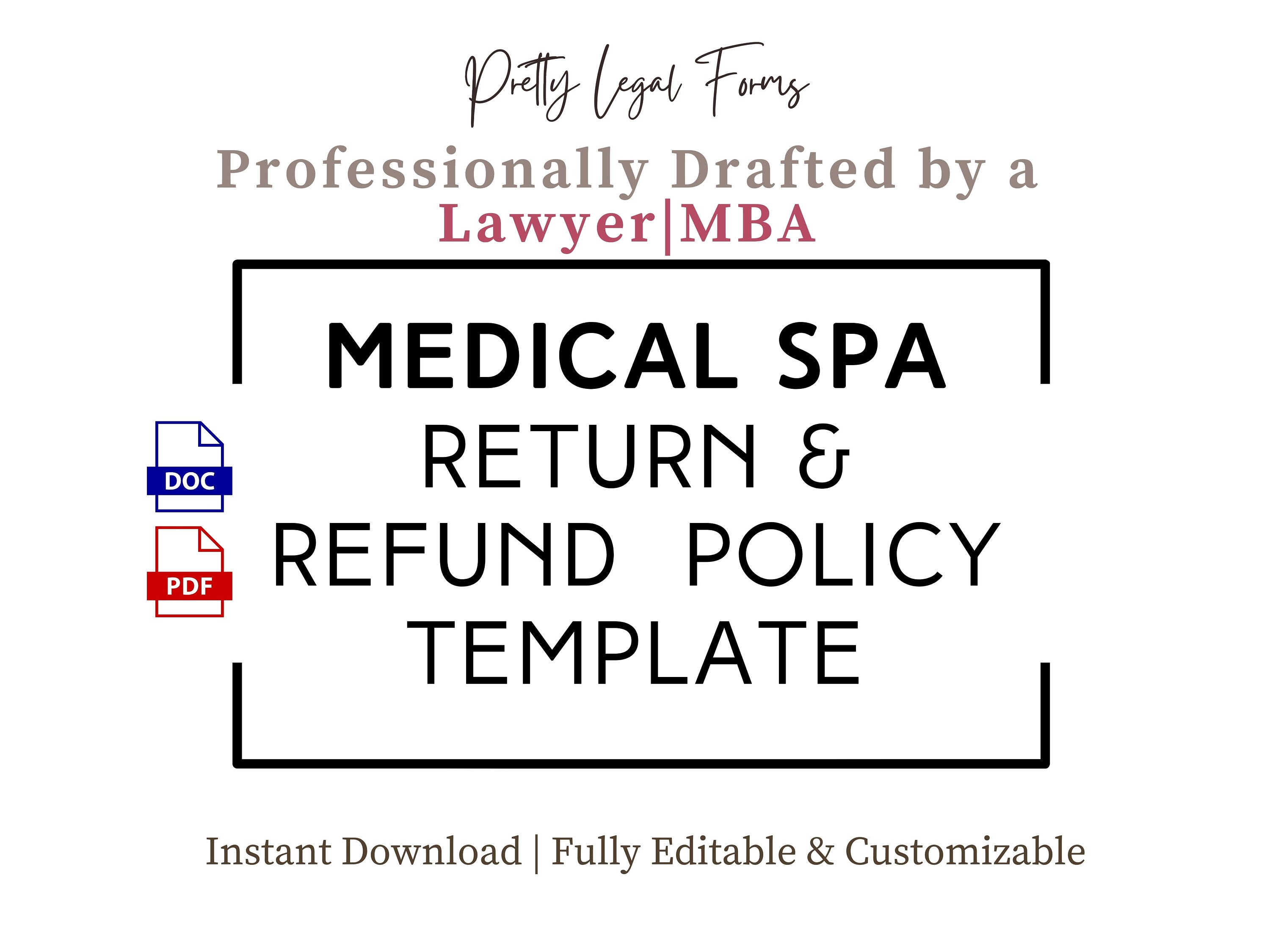 Medical Spa Return Policy, Med Spa Refund Policy, Medical Spa Template ...