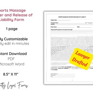 Sports Massage Waiver Release of Liability Sports Massage Therapy ...