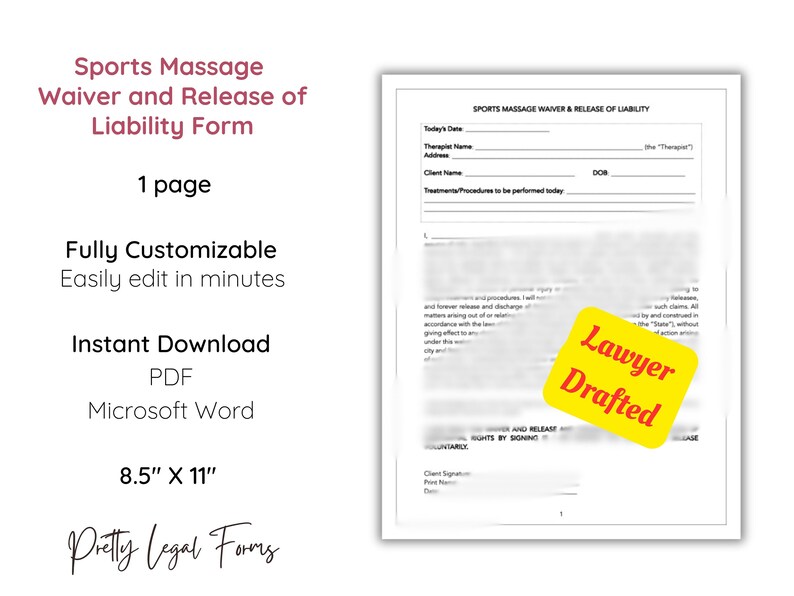 Sports Massage Waiver Release of Liability Sports Massage Therapy ...