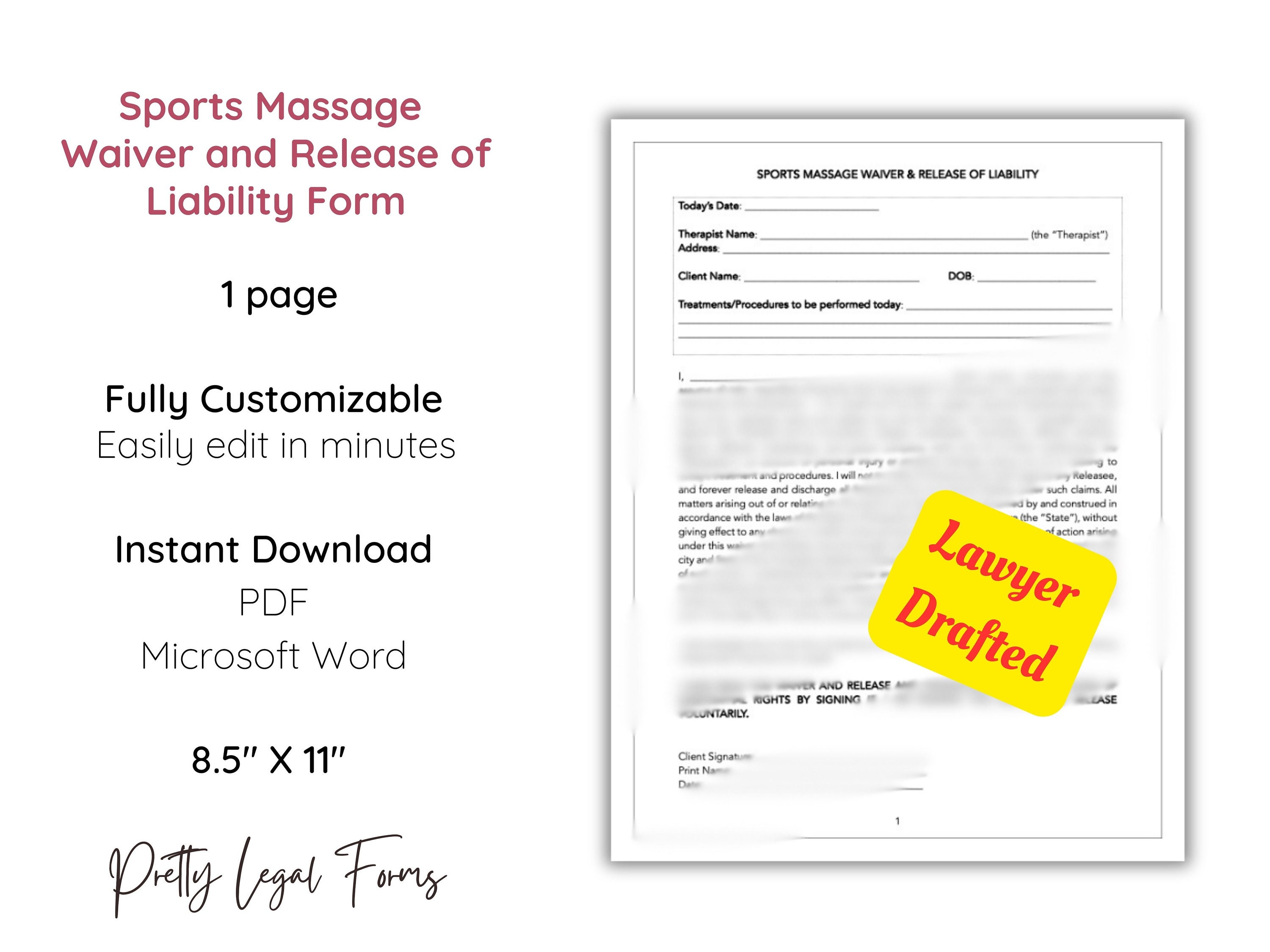 Sports Massage Waiver Release of Liability Sports Massage Therapy ...
