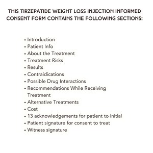 Tirzepatide Consent Form Weight Loss Injection Intake Fat Loss Shots ...