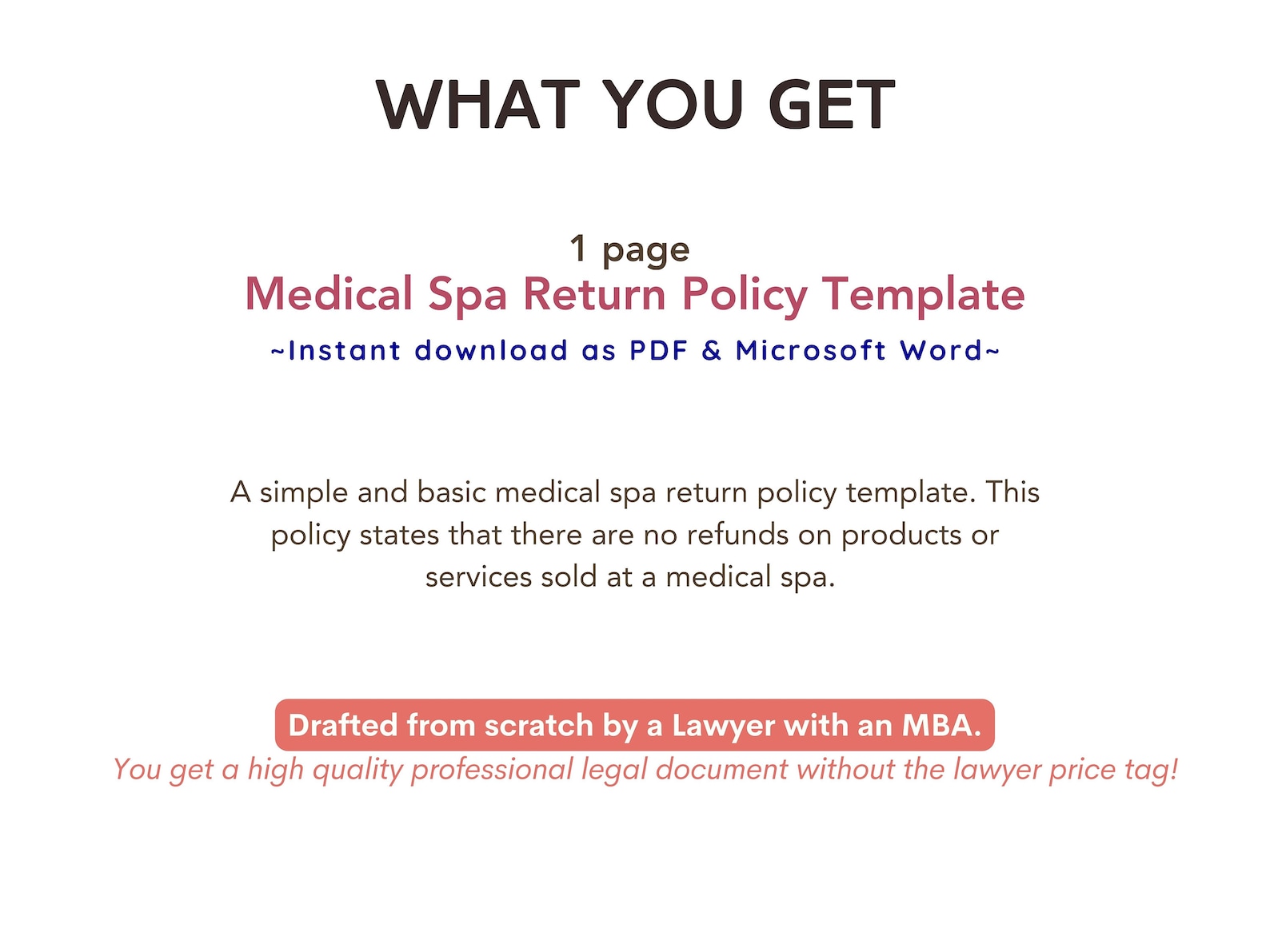 Medical Spa Return Policy, Med Spa Refund Policy, Medical Spa Template ...
