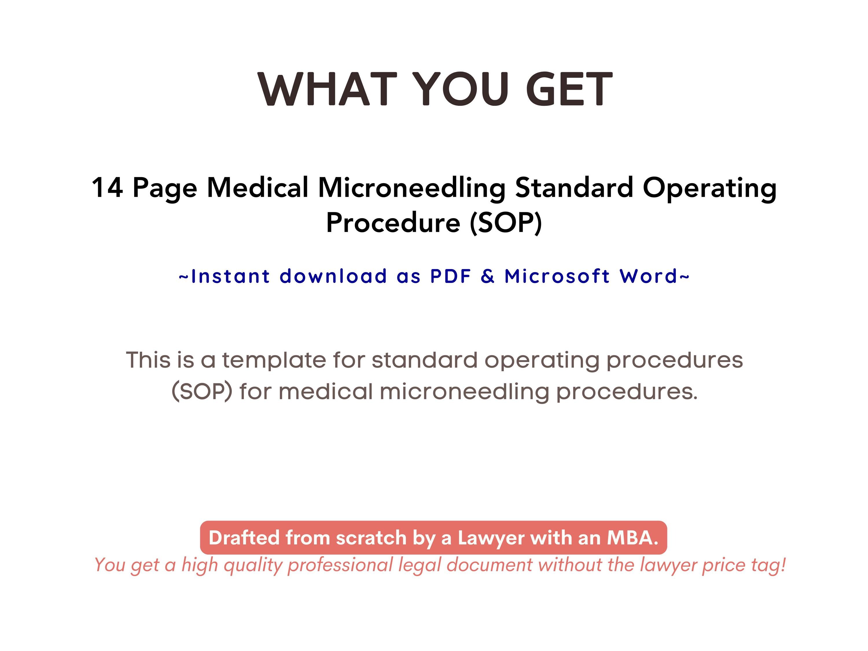 Medical Microneedling SOP Protocol Template for Med Spas | Microneedling Policies and Procedures ...