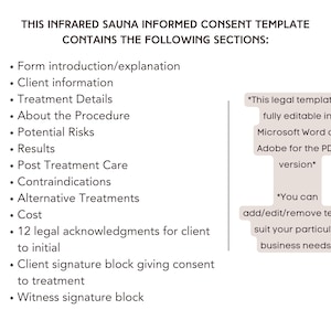 Infrared Sauna Consent Form, Sauna Informed Consent Template, Spa ...