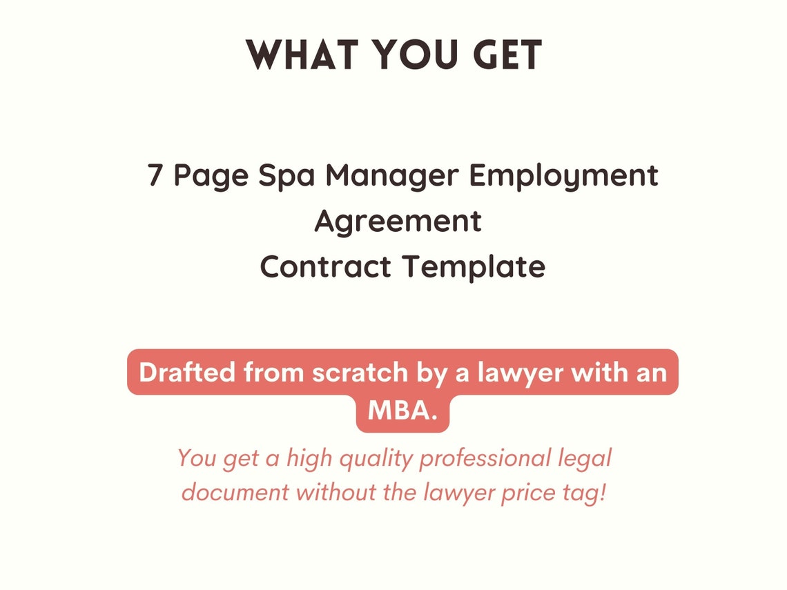 Spa Manager Contract Spa Management Agreement Spa Hiring Forms Spa W2 ...