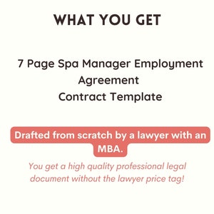 Spa Manager Contract Spa Management Agreement Spa Hiring Forms Spa W2 ...