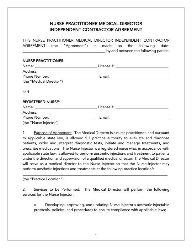 Nurse Practitioner Medical Director Contract NP Medical Director ...