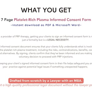 PRP Consent Form Platelet Rich Plasma Informed Consent PRP Injections ...