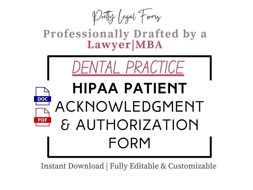 Dental Practice HIPAA Consent | Dental HIPAA Patient Acknowledgement ...