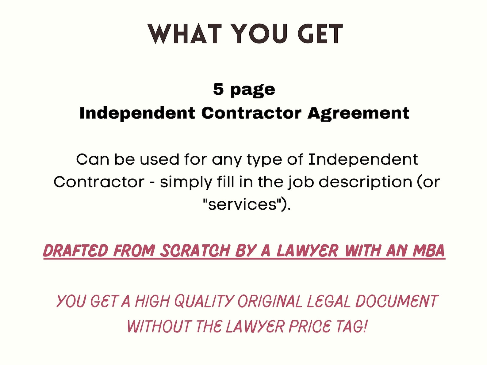 Independent Contractor Agreement Contract Template, 1099 Hiring Work ...