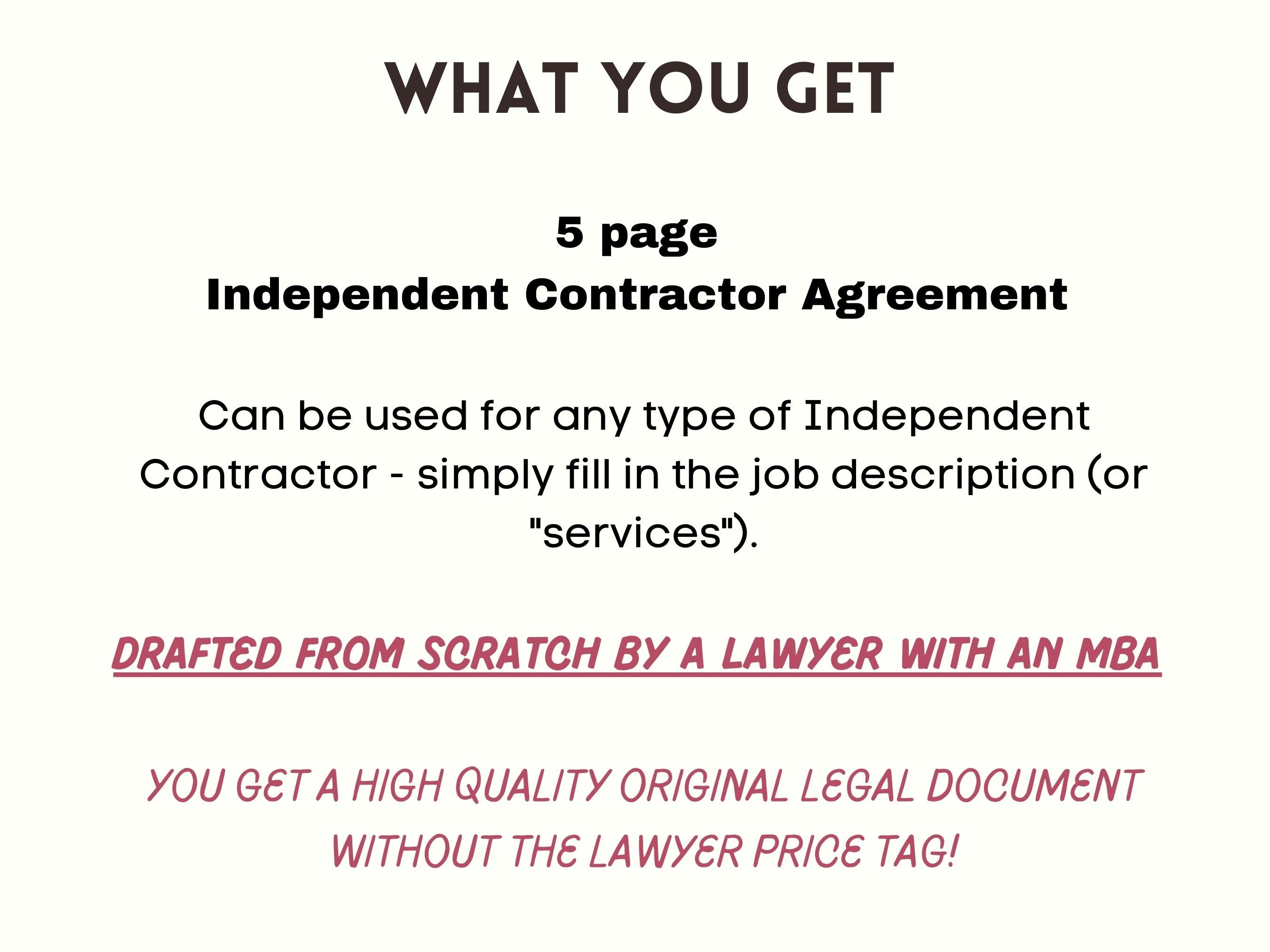 Independent Contractor Agreement Contract Template, 1099 Hiring Work ...