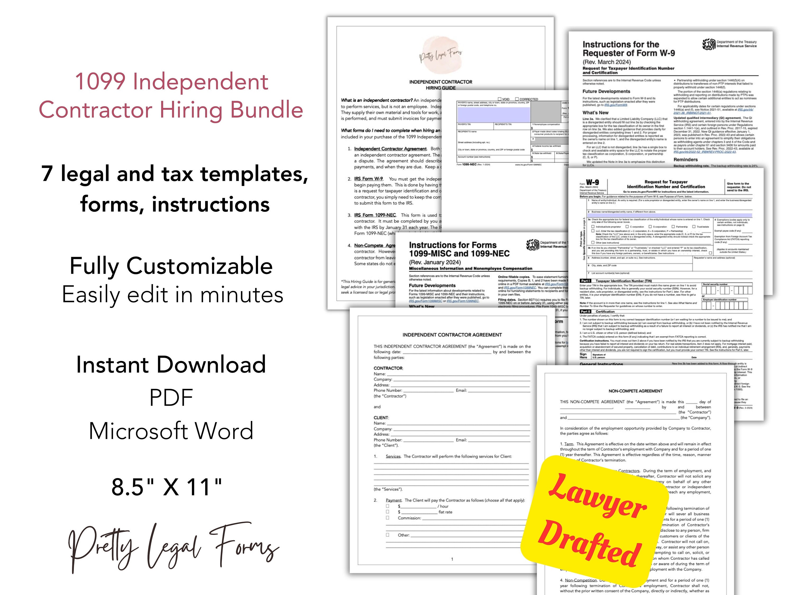 Independent Contractor Agreement 1099 Contract Template 1099 New Hire ...