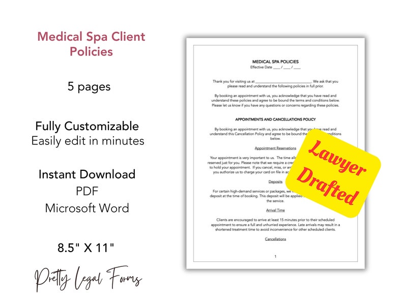 Medical Spa Policy Bundle, Med Spa Client Policies, Medical Spa ...