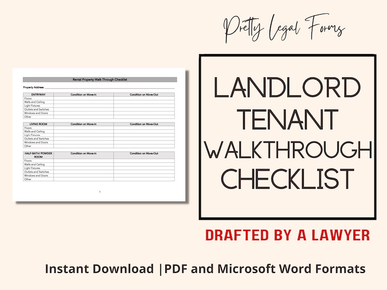 Landlord Tenant Walkthrough Checklist, Property Inspection Checklist ...