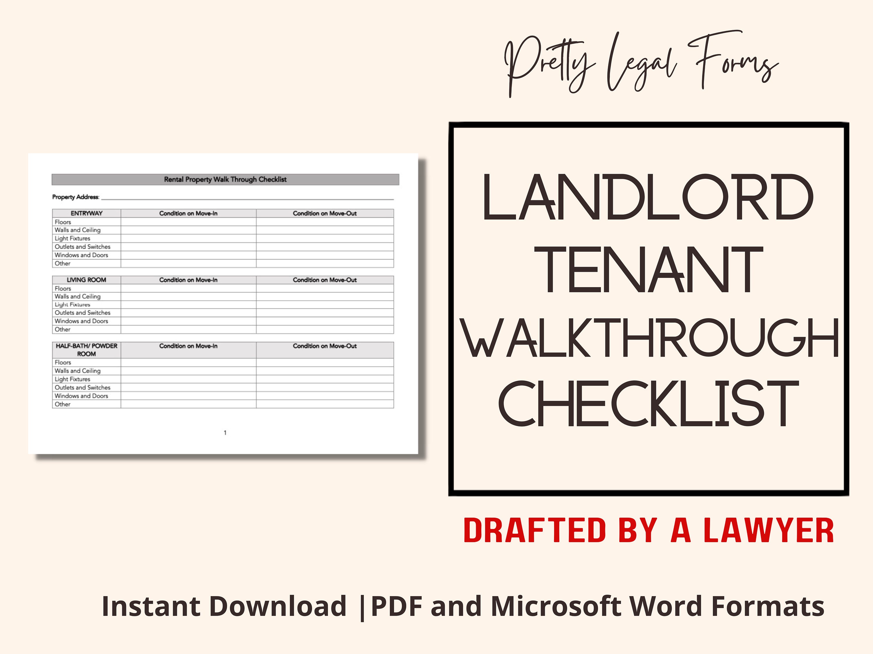 Landlord Tenant Walkthrough Checklist, Property Inspection Checklist ...