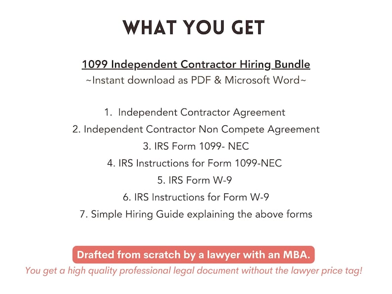 Independent Contractor Agreement 1099 Contract Template 1099 New Hire ...