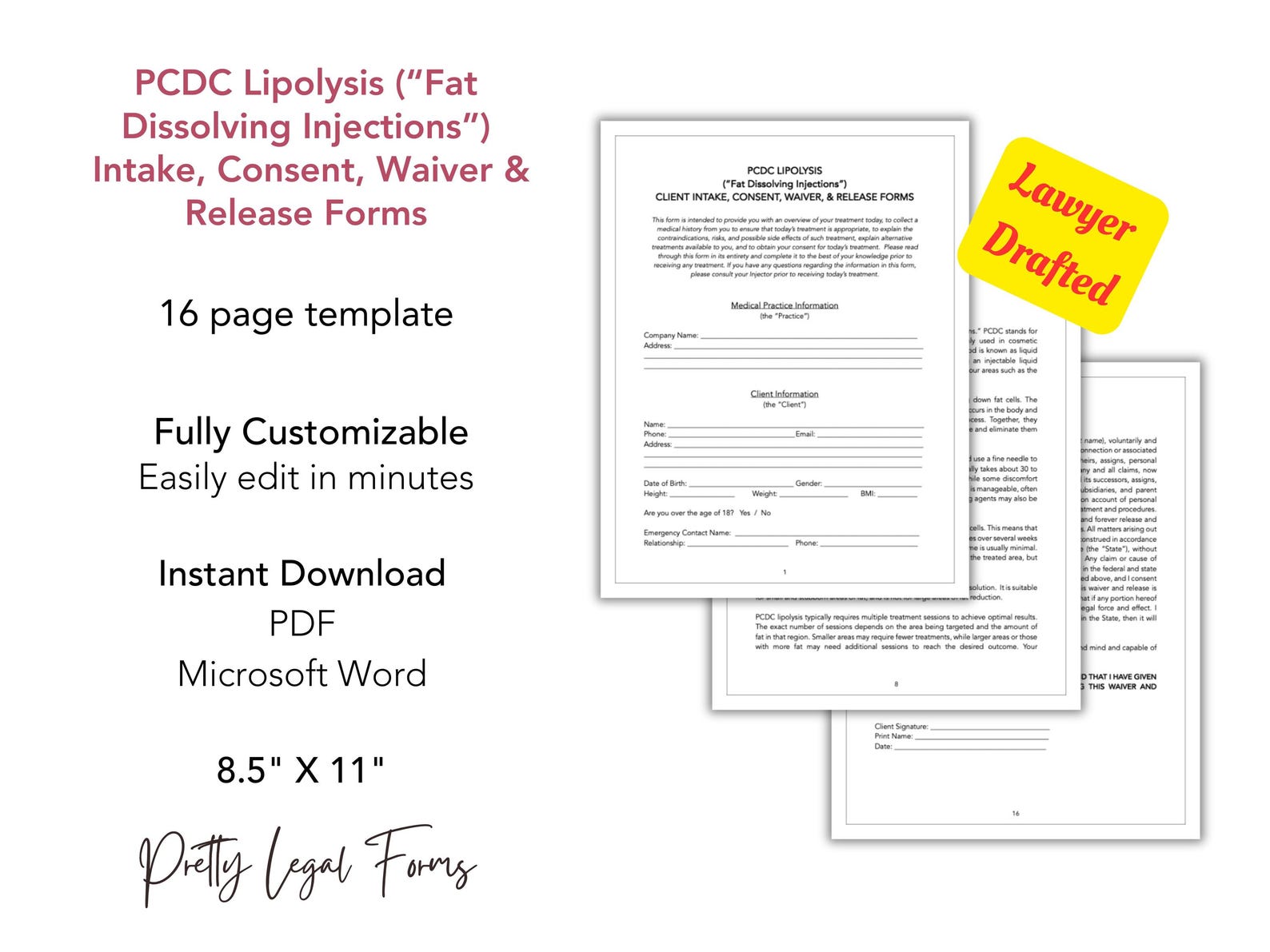 Fat Dissolving Shots Client Intake Forms PCDC Lipolysis Injections ...