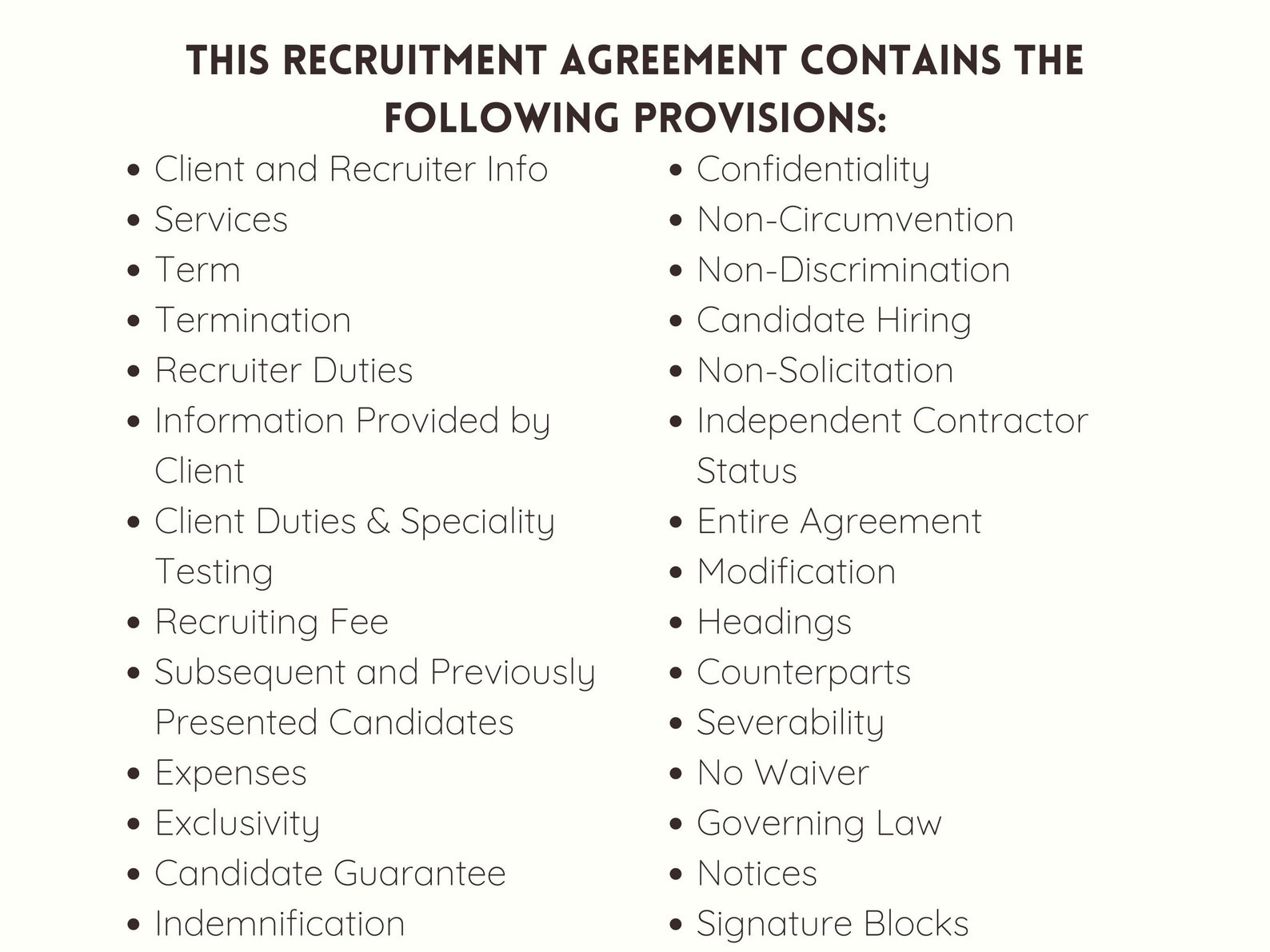 Recruitment Agreement Contract Template, Employment Recruiter Contract ...