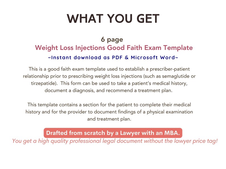 Weight Loss Injection Good Faith Exam Semaglutide Patient Intake Form ...