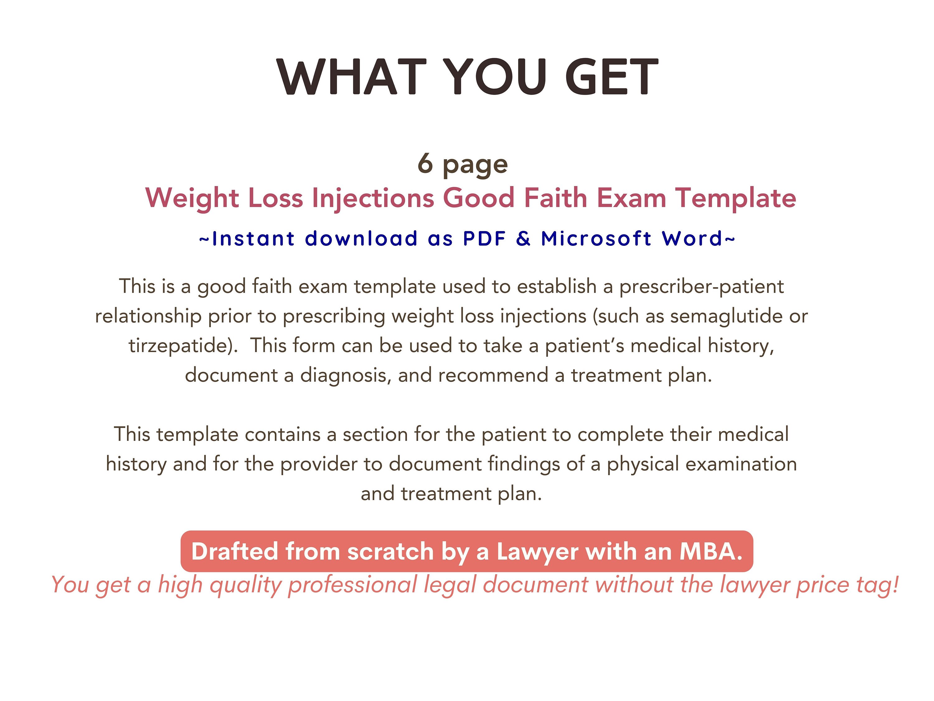 Weight Loss Injection Good Faith Exam Semaglutide Patient Intake Form ...