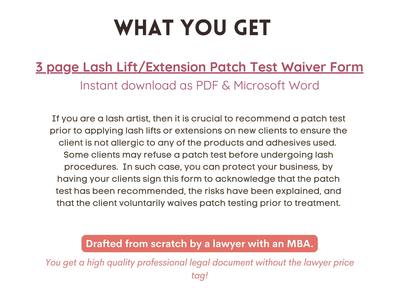 Lash Patch Test Waiver Form, Lash Lift Patch Testing Waiver, Eyelash ...