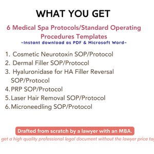 Medical Spa SOP Bundle Med Spa Protocols Aesthetic Injectable Policies and Procedures for ...