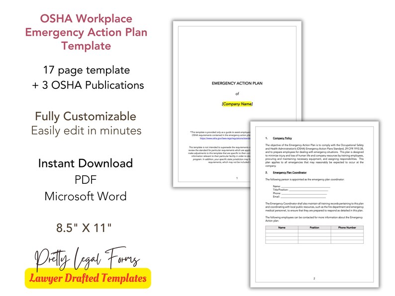 OSHA Emergency Action Plan Template Medical Spa Safety Policy and ...