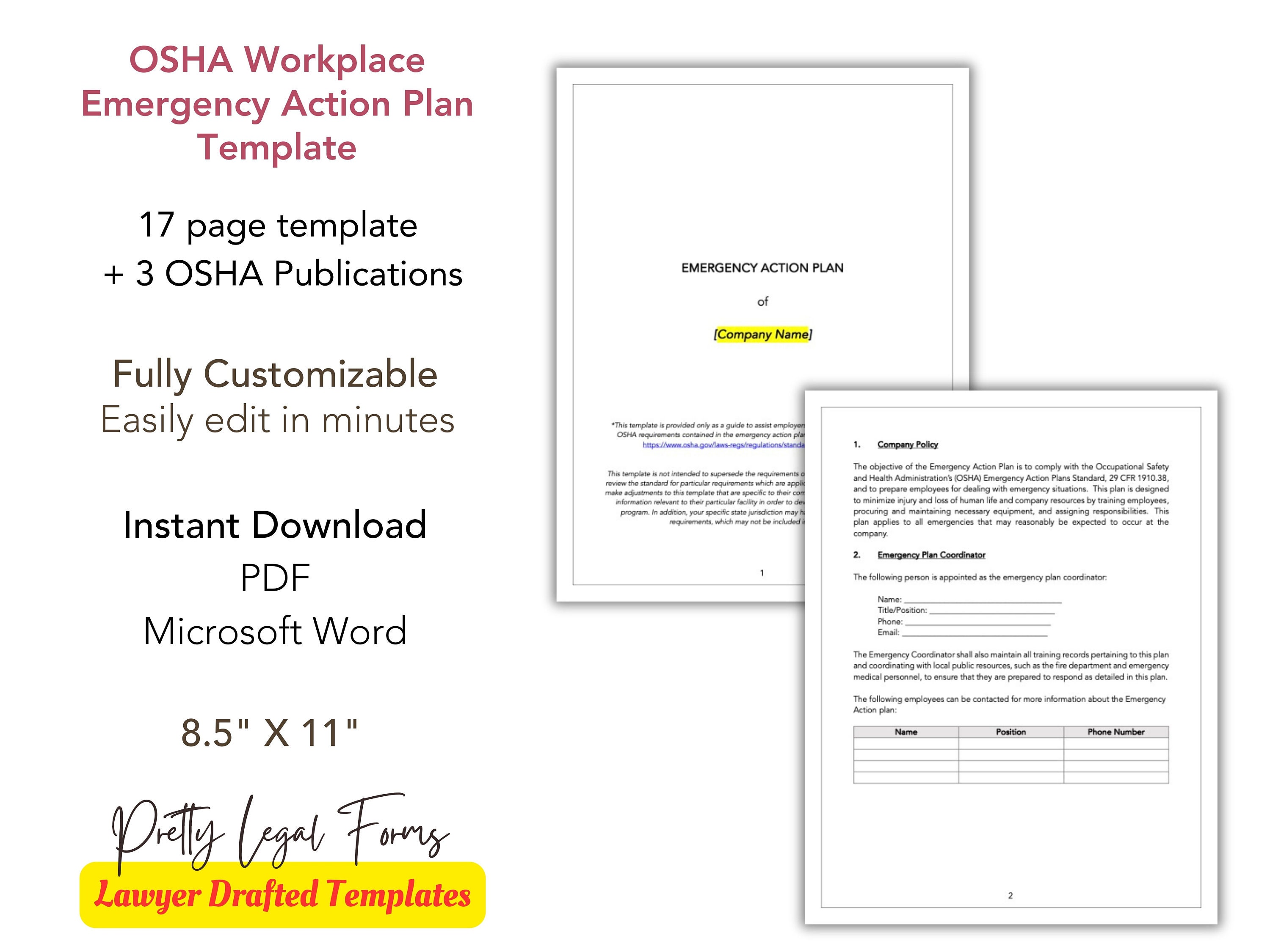 OSHA Emergency Action Plan Template Medical Spa Safety Policy and ...