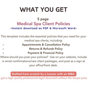 Medical Spa Policy Bundle, Med Spa Client Policies, Medical Spa ...