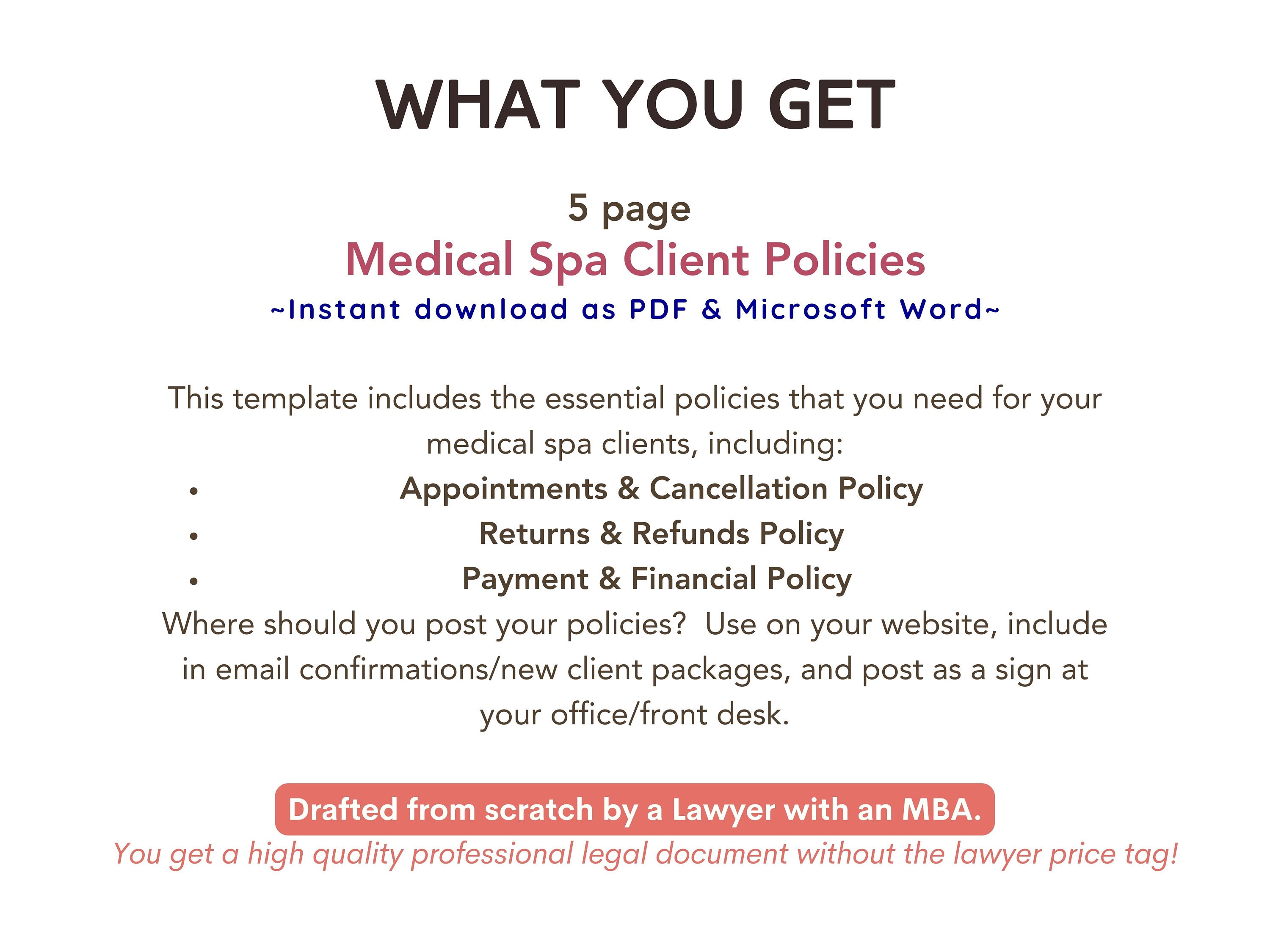 Medical Spa Policy Bundle, Med Spa Client Policies, Medical Spa ...