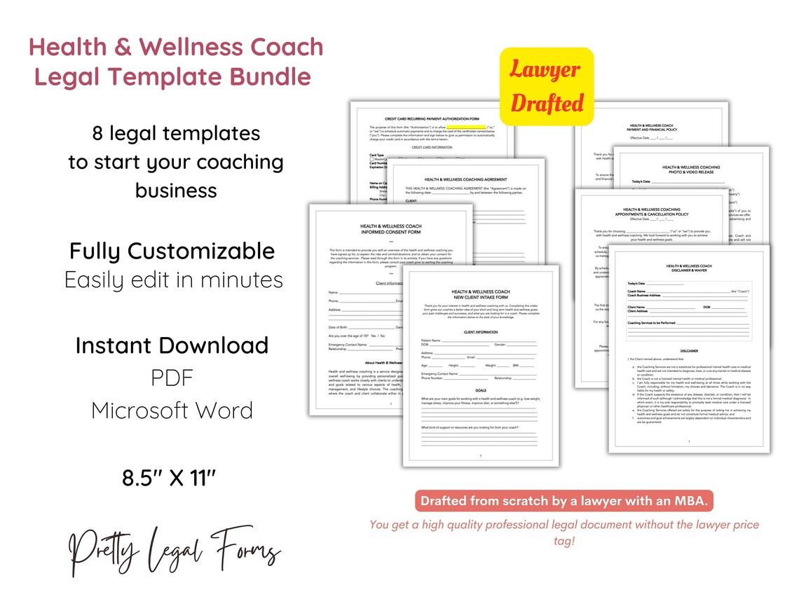 Wellness Coaching Forms Bundle Health Coach Template Bundle Holistic ...