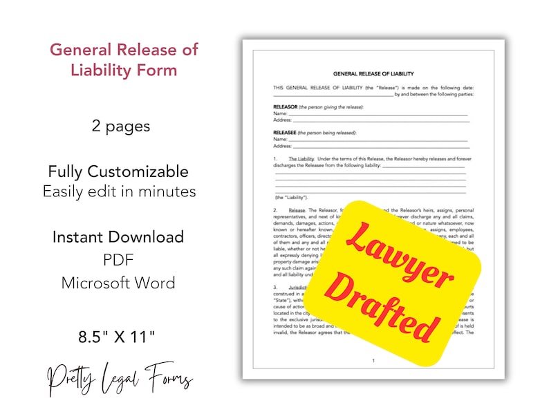 Release of Liability Form, General Liability Release Template, Basic ...