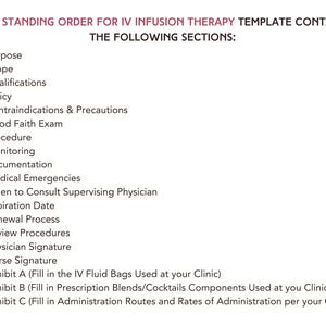 Elective IV Therapy Standing Order Template IV Infusion Protocol IV ...