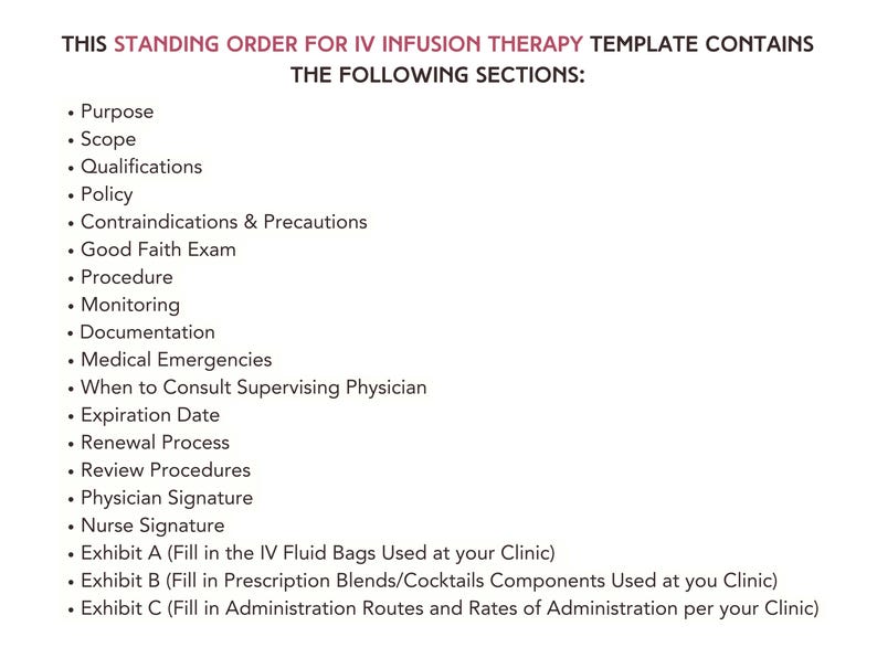 Elective IV Therapy Standing Order Template IV Infusion Protocol IV ...