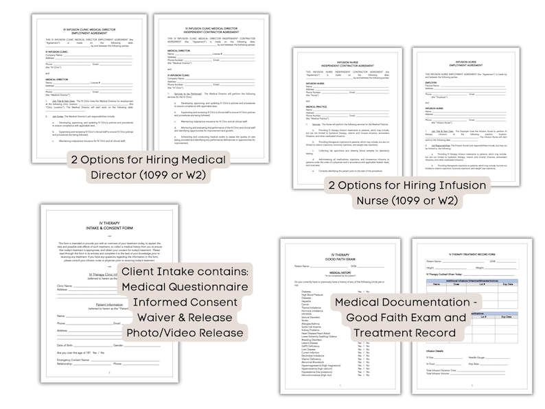 IV Therapy Bundle, IV Hydration Therapy Legal Forms, IV Drip Clinic ...