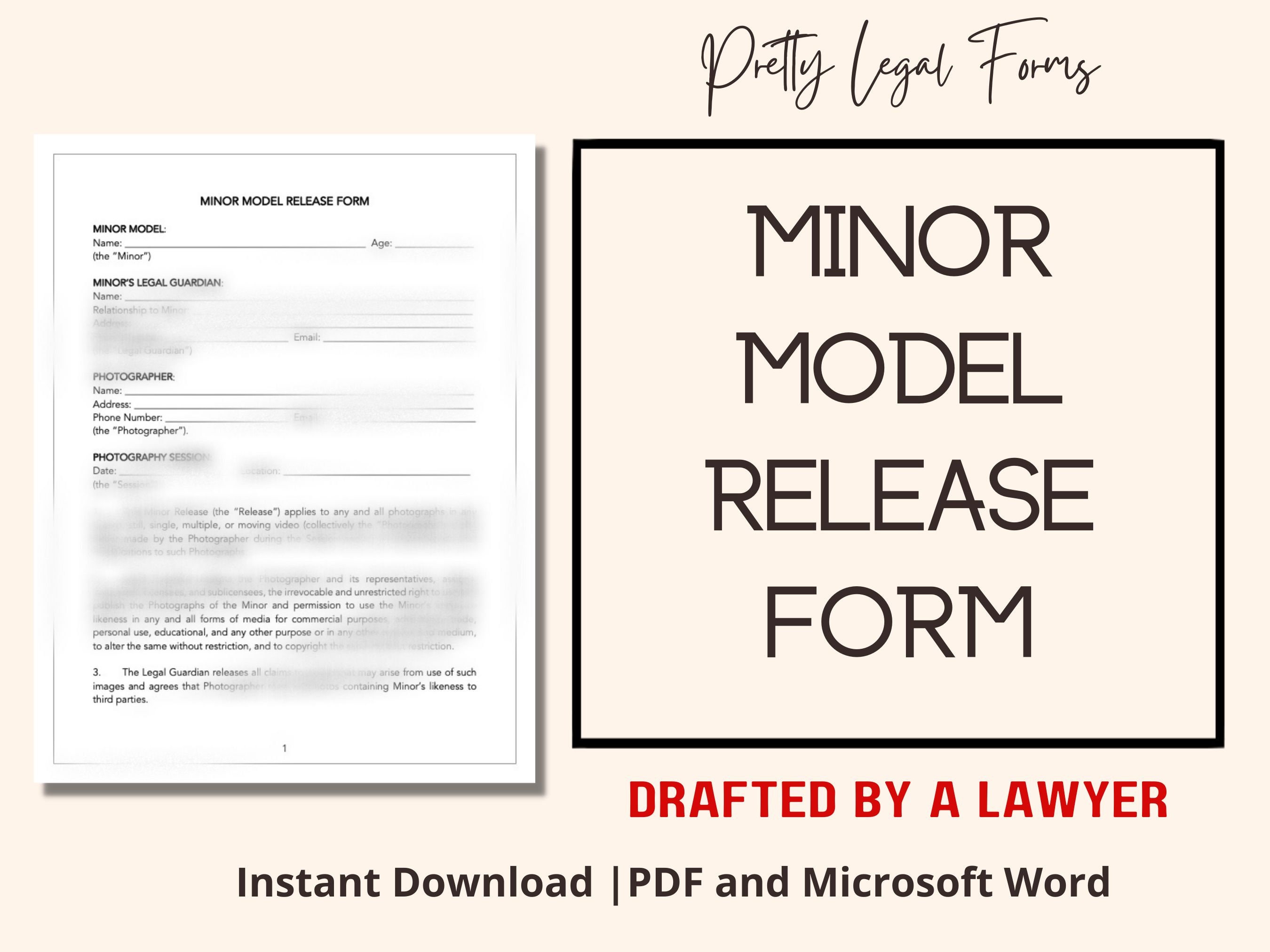 Minor Model Release Form, Photographer Child Model Release Form ...