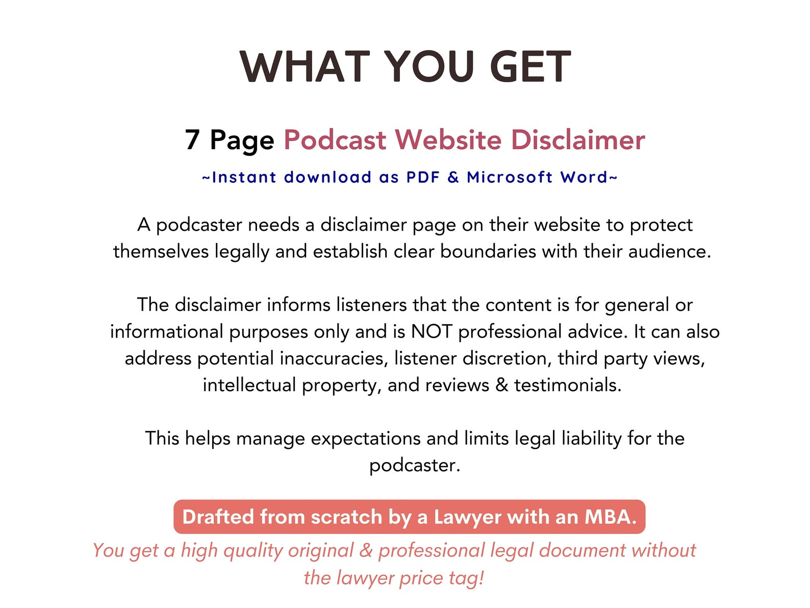 Podcast Disclaimer Template, Disclaimer for Podcaster Website ...
