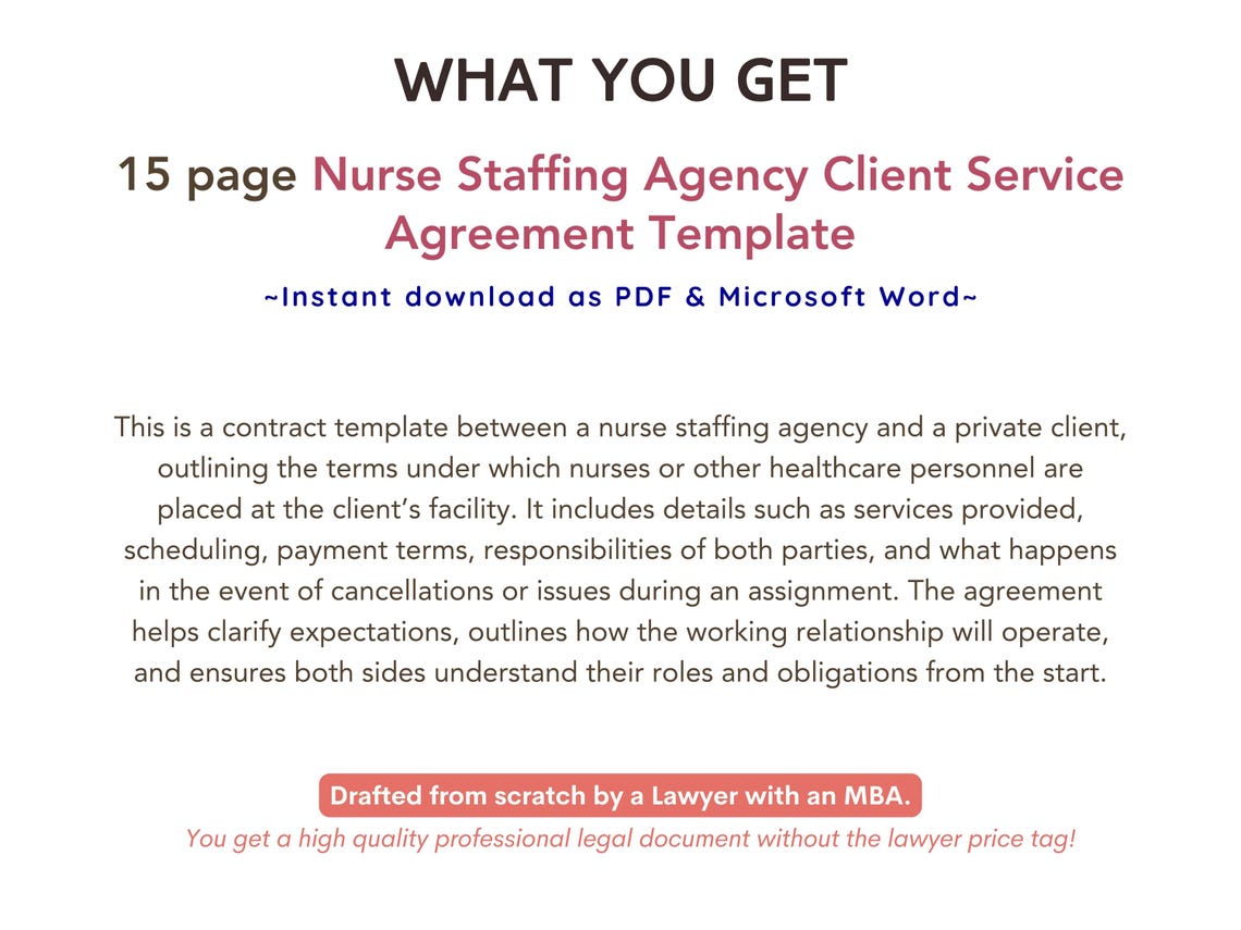 Nurse Staffing Agency Service Agreement Nursing Agency Client Contract ...