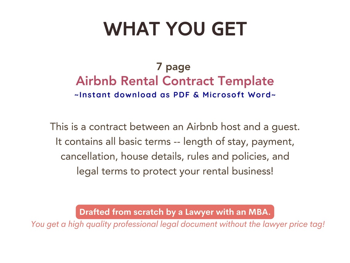 Airbnb Rental Contract Template, Airbnb Contract, Airbnb Lease ...