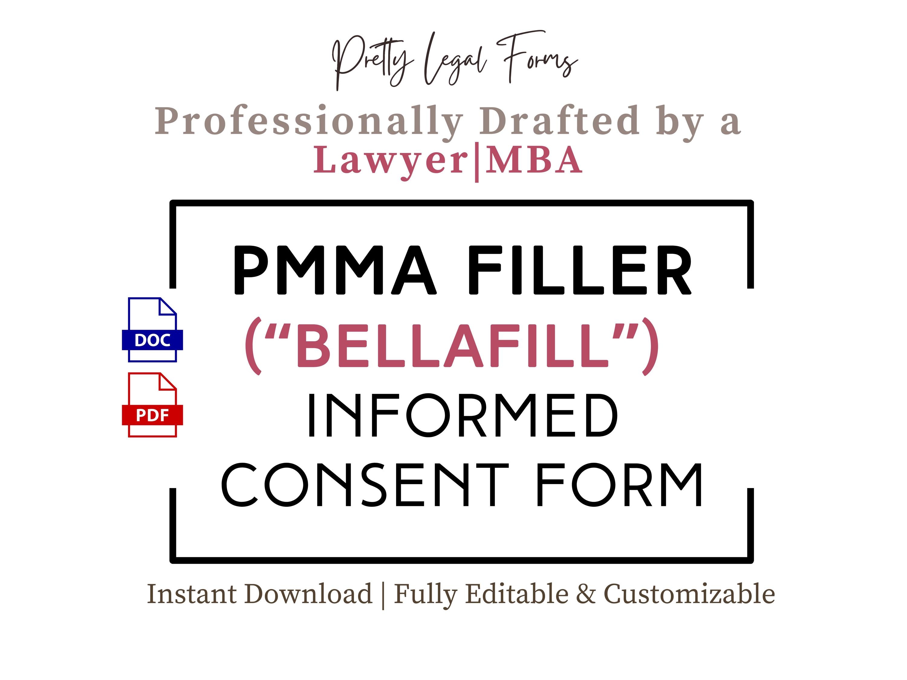 PMMA Filler Consent Form Bellafill Informed Consent Template Cosmetic Injector Client Intake ...