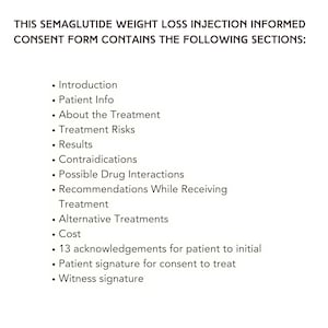 Semaglutide Consent Form Weight Loss Injection Intake Forms, Fat Loss ...