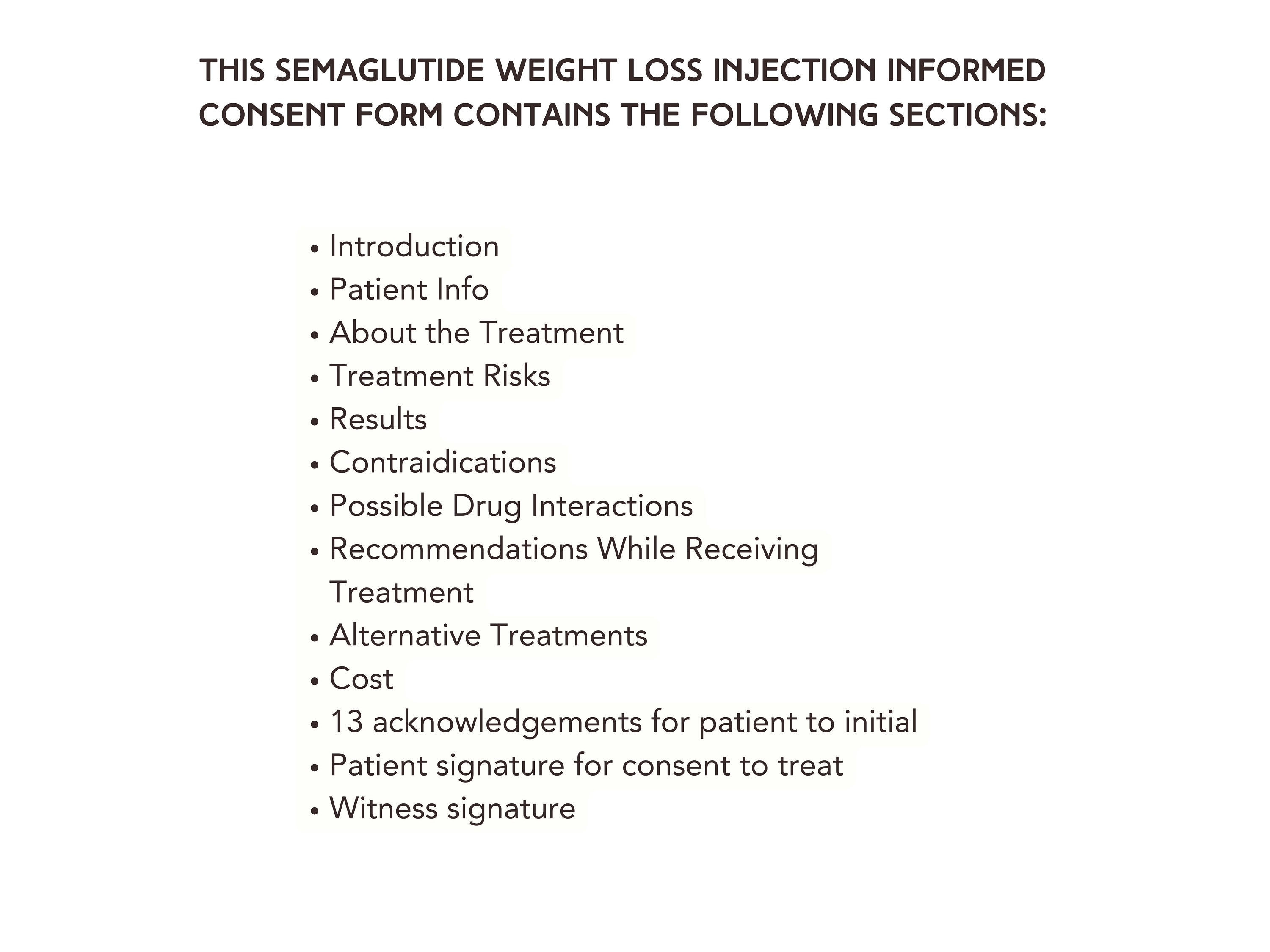 Semaglutide Consent Form Weight Loss Injection Intake Forms, Fat Loss ...