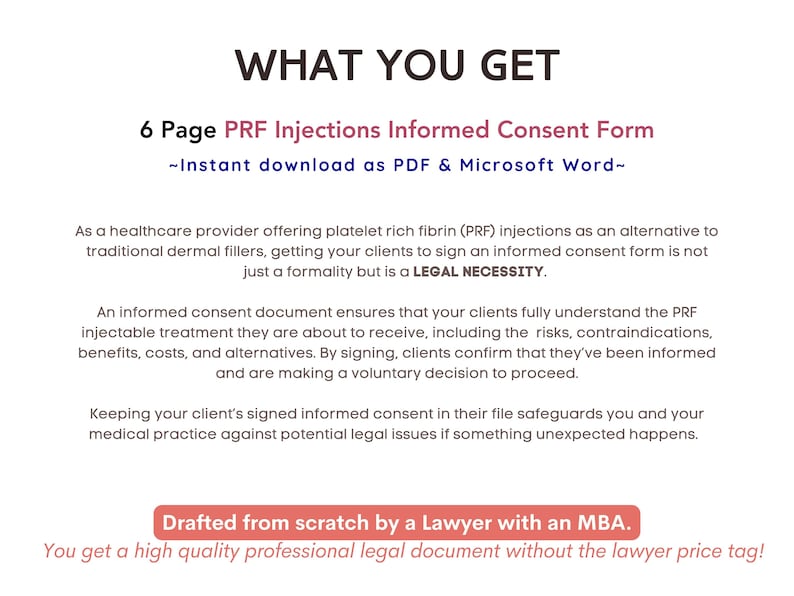 PRF Injections Informed Consent Platelet Rich Fibrin Injectables ...