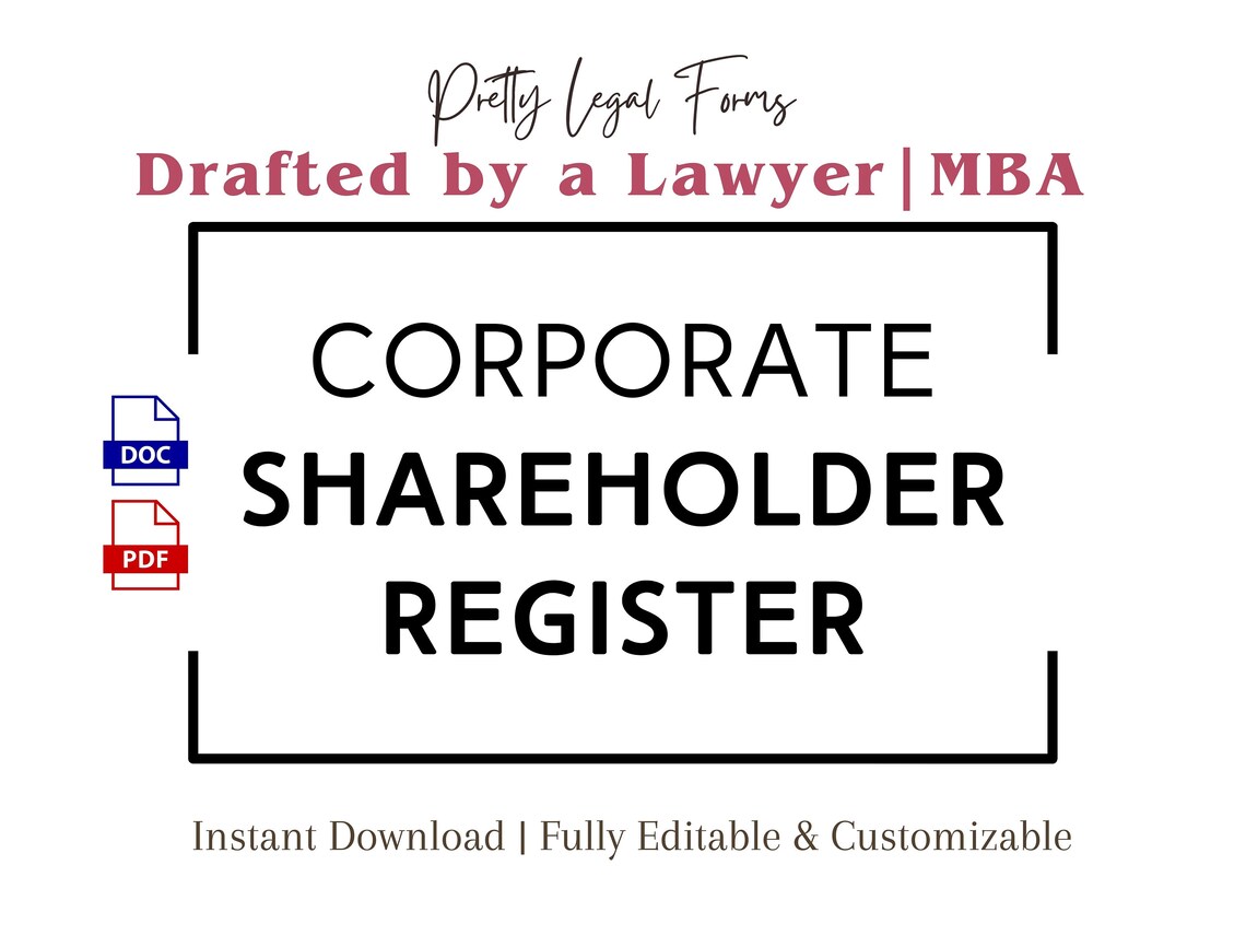 Corporate Shareholder Register, List of Shareholders Corporation ...