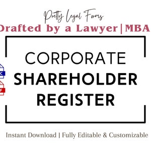 Corporate Shareholder Register, List of Shareholders Corporation ...