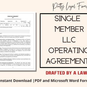 Single Member LLC Operating Agreement Contract Template, Printable and ...