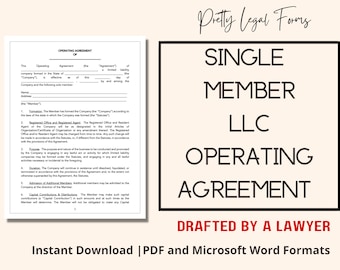 Georgia Operating Agreement template LLC instant Download single Member ...
