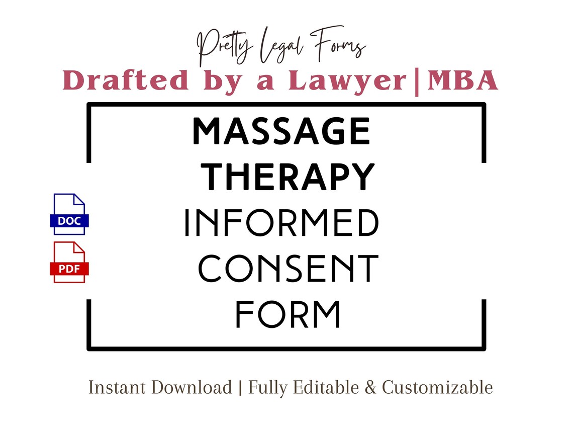Massage Consent Form, Massage Client Intake Form, Spa Informed Consent ...